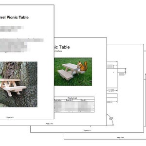 Squirrel Picnic Table Plans / Blueprints / Instructions - Etsy