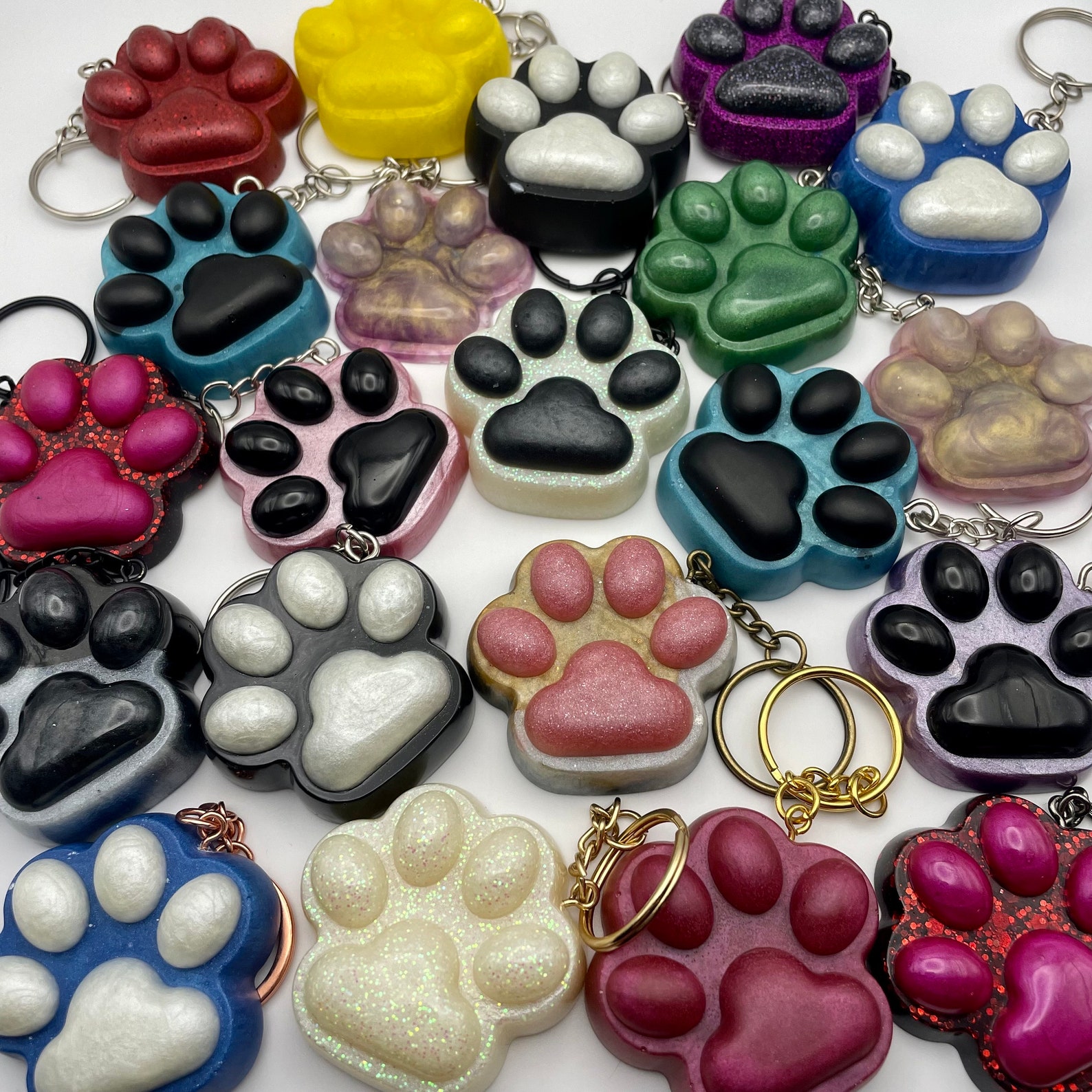 Resin Paw Print Keychain - Etsy