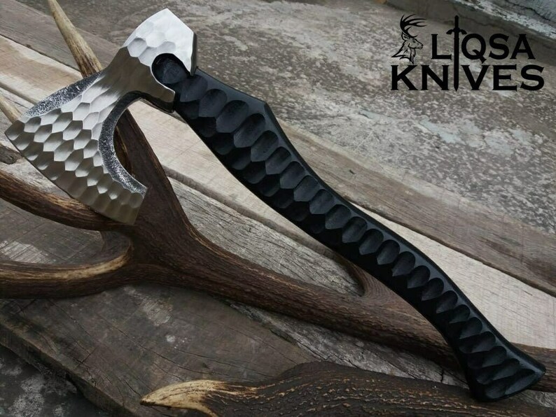 Flint Knapped Carbon Steel Custom Made Hunting Axe/tomahawk - Etsy