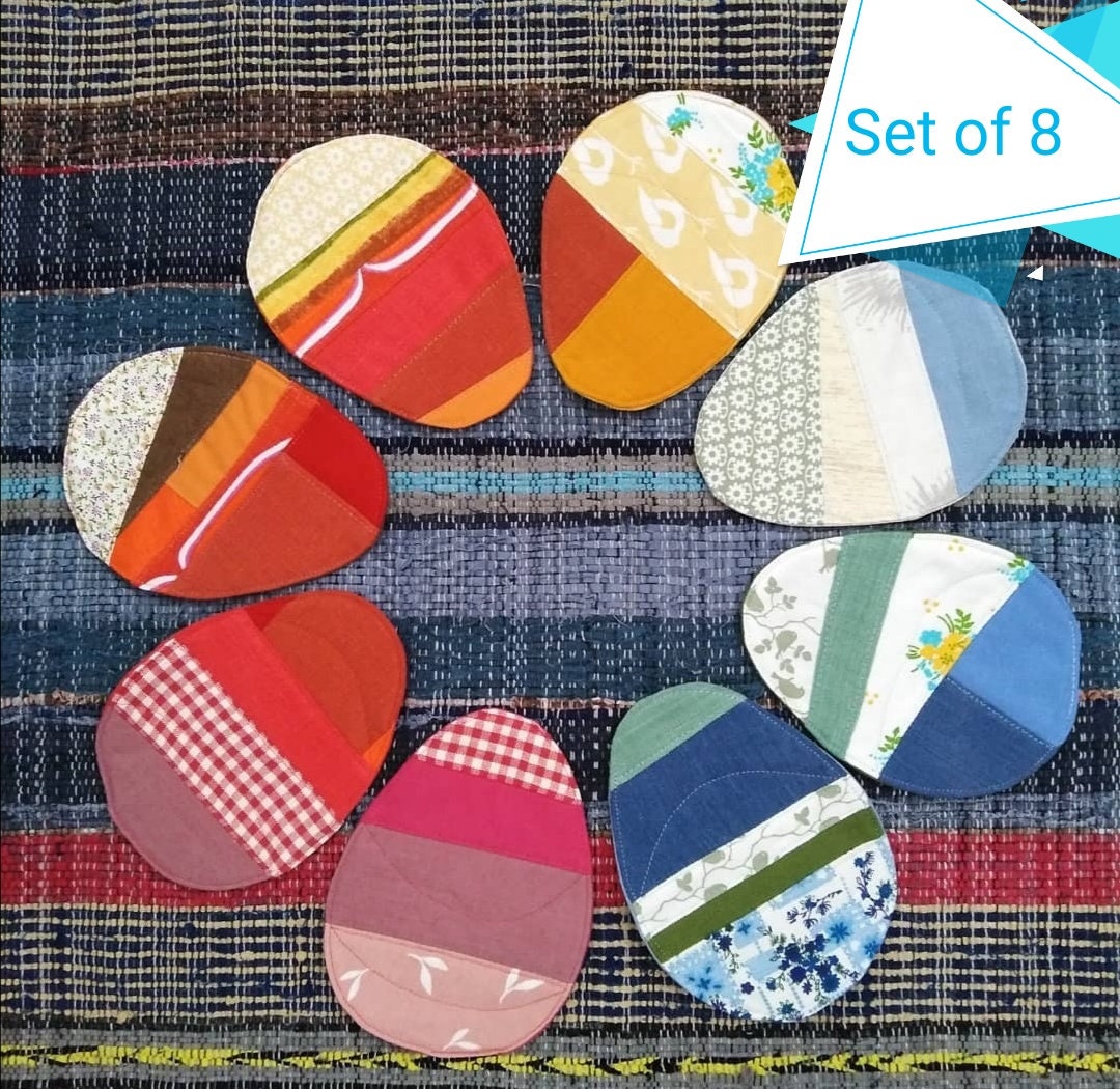 Easter Patchwork Scrappy Spring Egg-shaped Coasters - Etsy