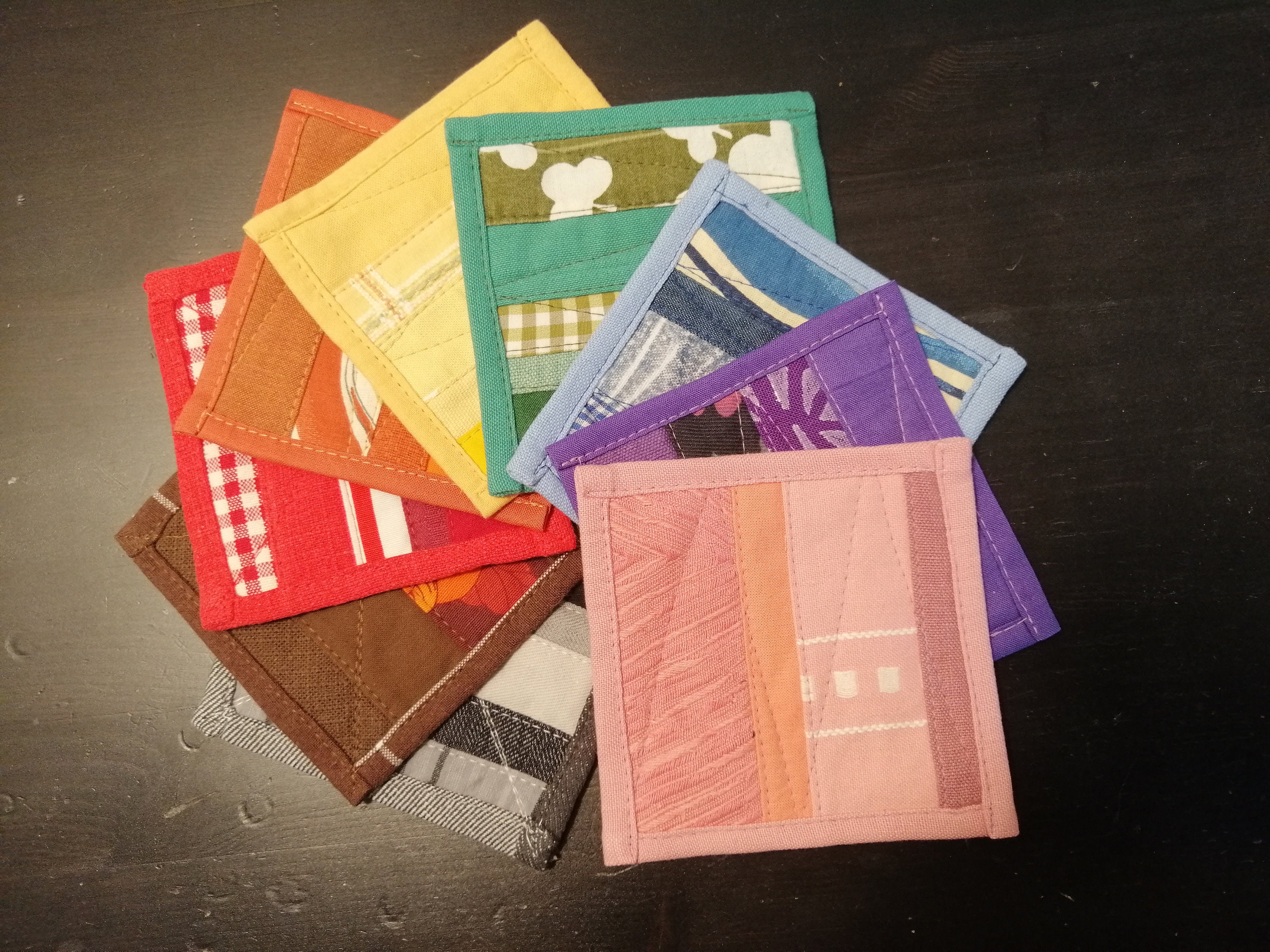 Square Patchwork Scrappy Mug Rug Rainbow Coasters - Etsy