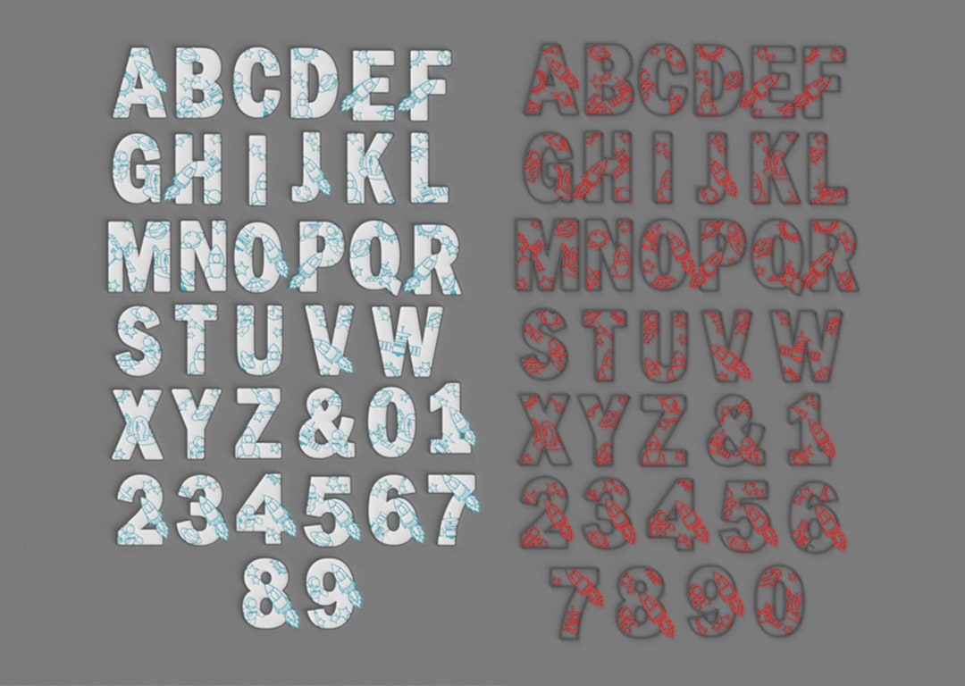 Space Theme Letters STL - With Variable Detail Height for Color Change ...
