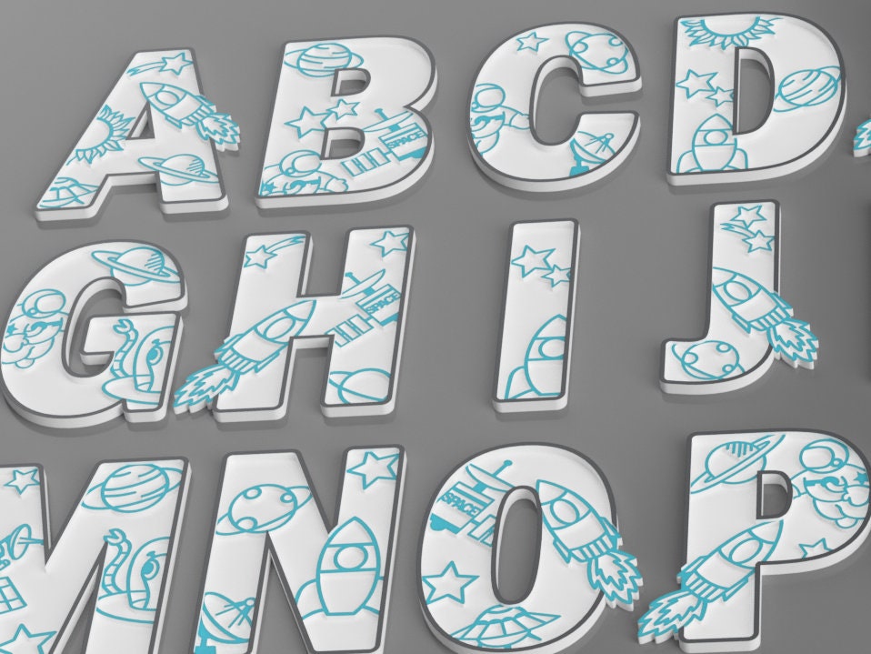 Space Theme Letters STL - With Variable Detail Height for Color Change ...