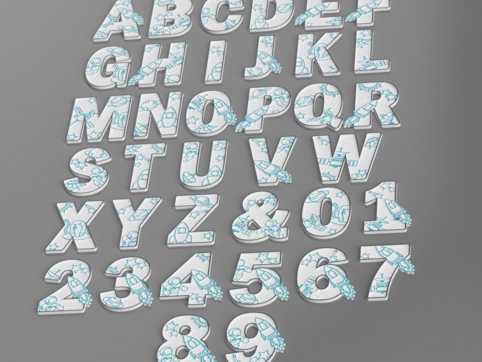 Space Theme Letters STL - With Variable Detail Height for Color Change ...