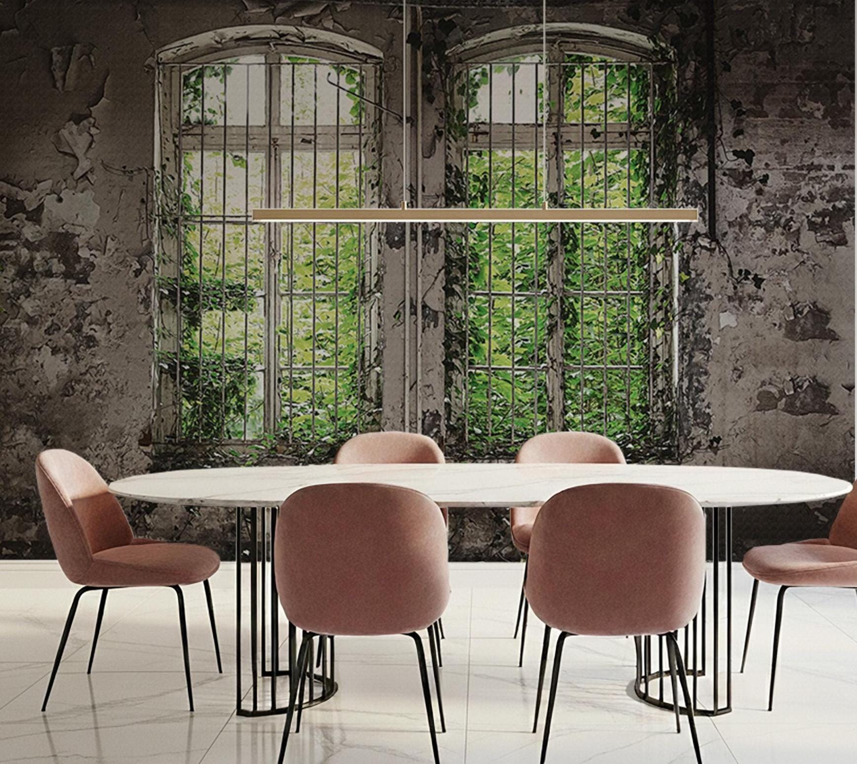 Vintage Window View Wallpaper Mural: Rustic Nature Landscape Wall Decor ...