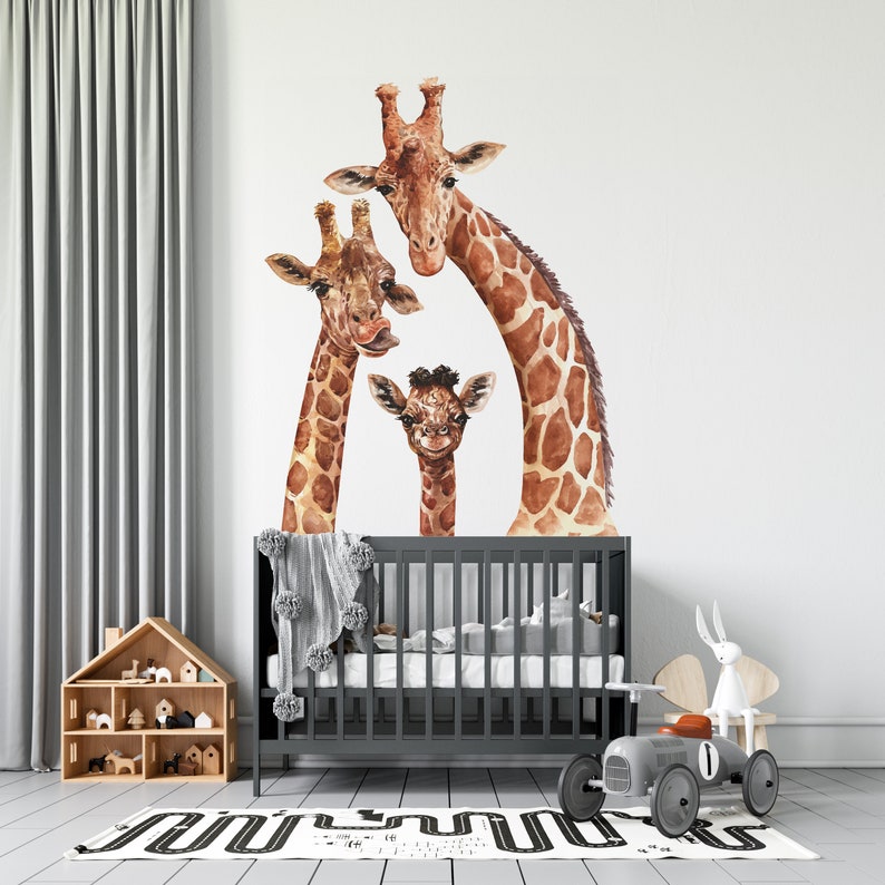 Nursery Giraffe Wall Decals Animals Wall Stickers Peel and - Etsy