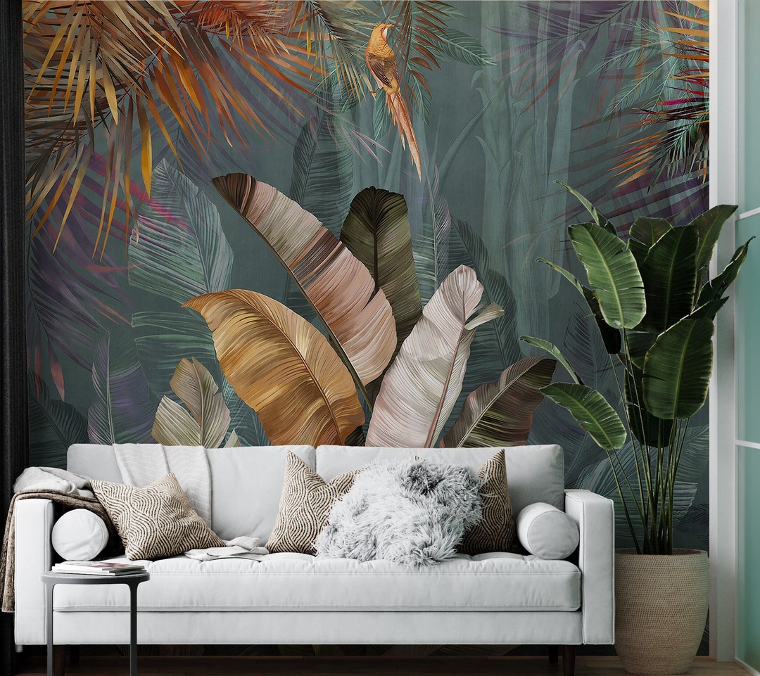 3D Tropical Leaves Wallpaper Mural - Wall Murals for Walls, Lush ...