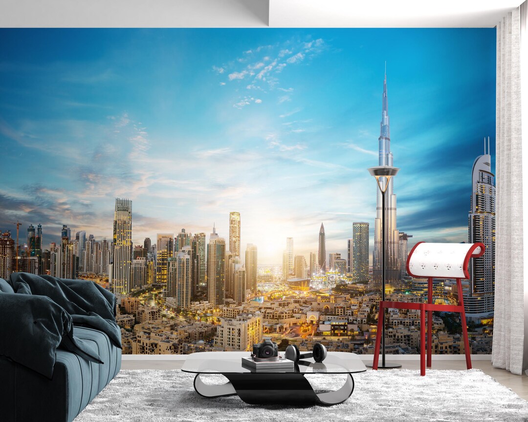Dubai Skyline Wallpaper Mural: Peel and Stick Cityscape - Etsy