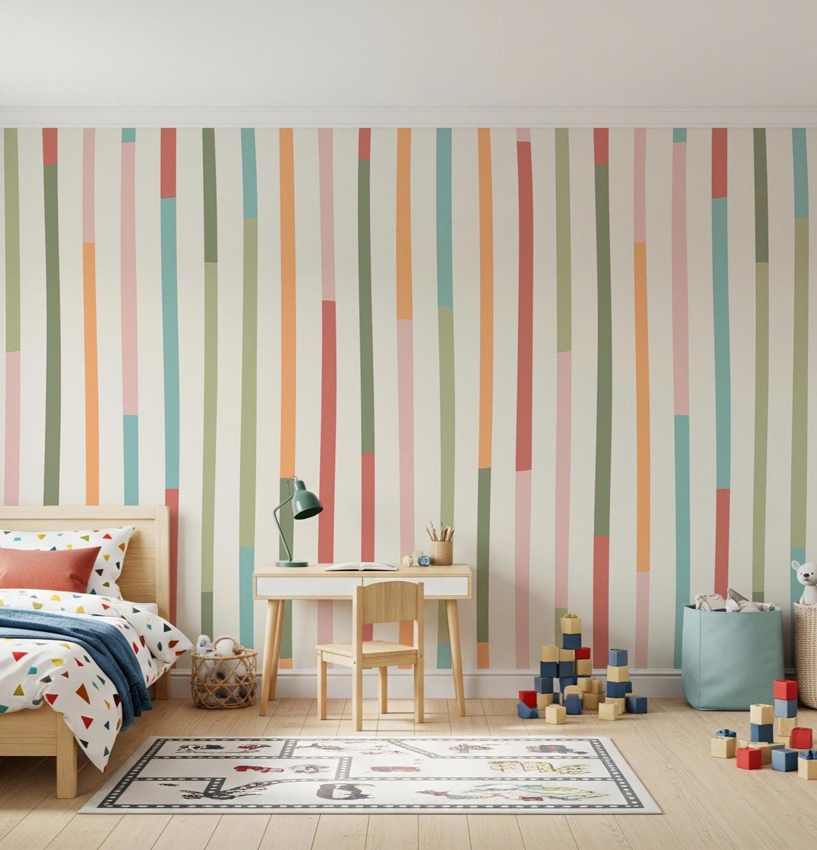 Playful Pastel Stripe Wallpaper for Nursery - Etsy