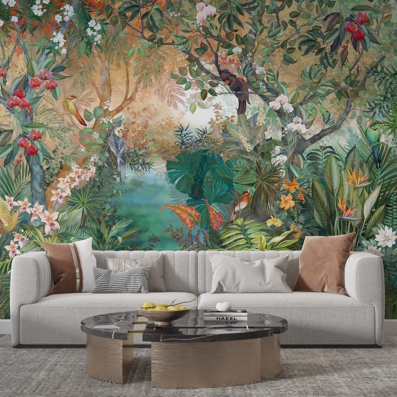 Tropical Jungle Wallpaper Mural - Lush Rainforest Scene for Adventurous ...