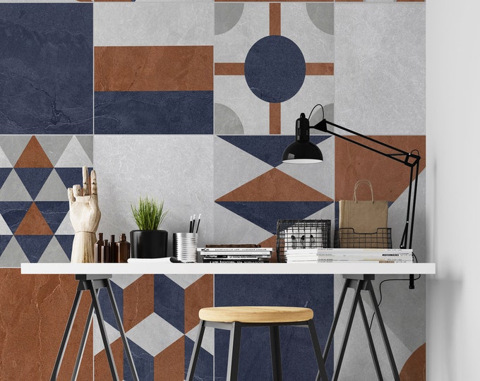 Gold Geometric Wallpaper, Gold Strip Mural, Peel and Stick Wallpaper ...