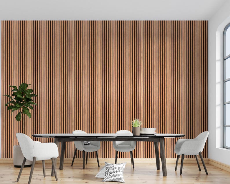 Modern Vertical Wood Slat Wallpaper Panel - Etsy
