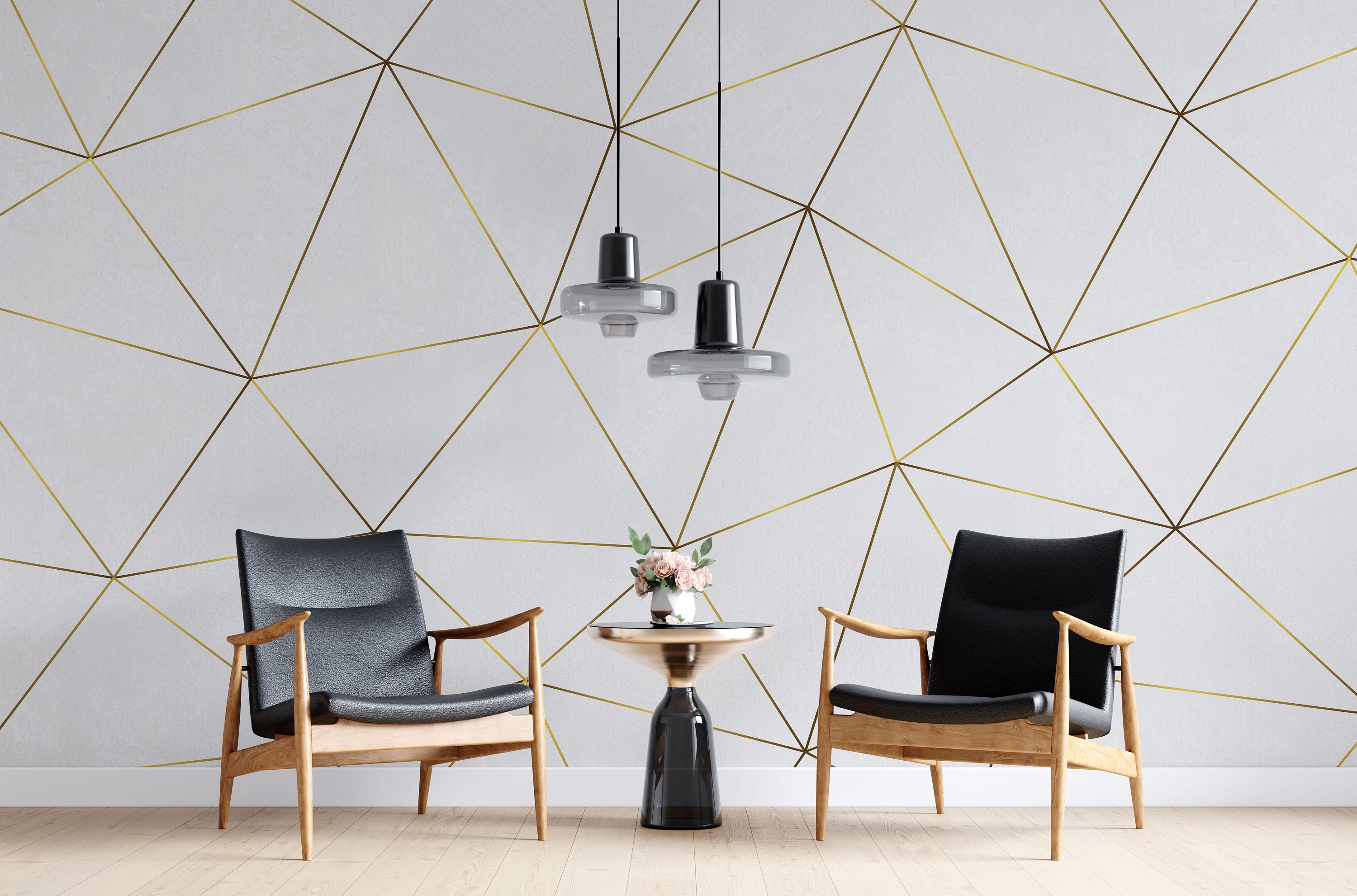 Gold Geometric Wallpaper Gold Strip Mural Peel and Stick - Etsy UK