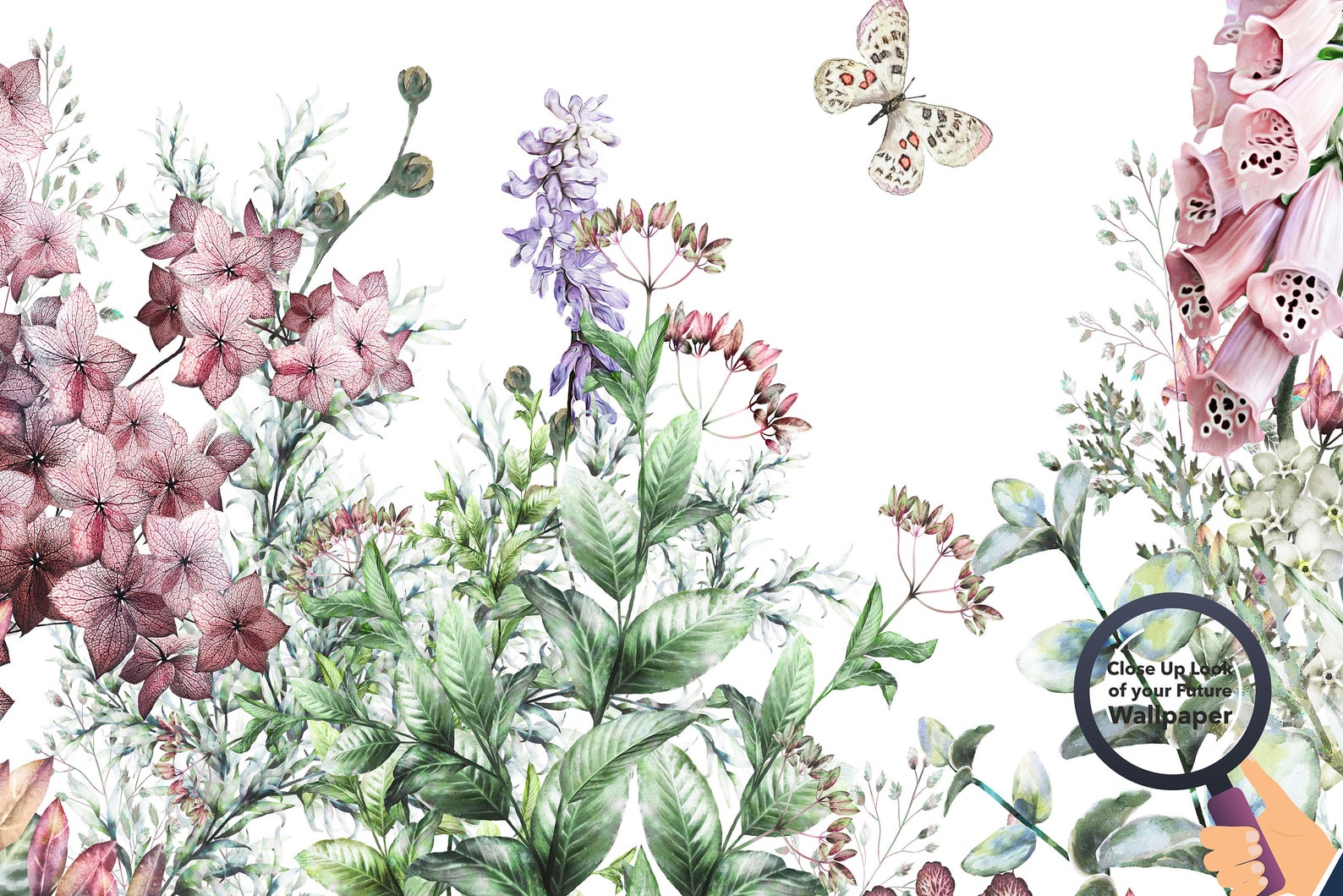 Floral Border Wallpaper | Herbs and Wild Flora Mural (peel & Stick or ...