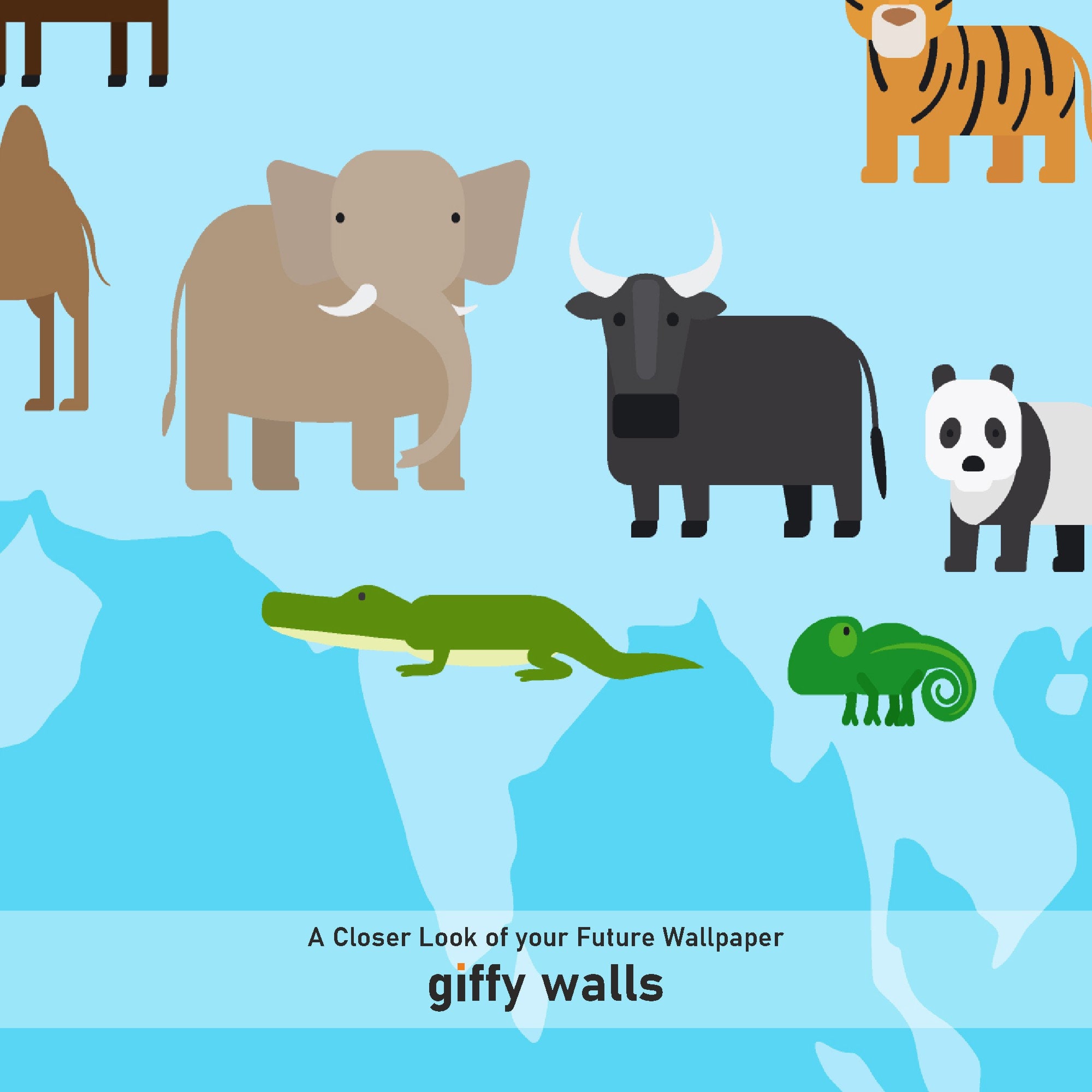 Kids World map Wallpaper Kids Cartoon Animal World map with | Etsy