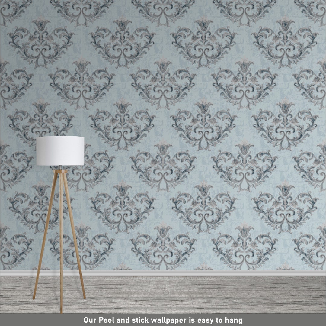 Rococo Floral Damask Wallpaper With Seamless Patterns, Peel and Stick ...