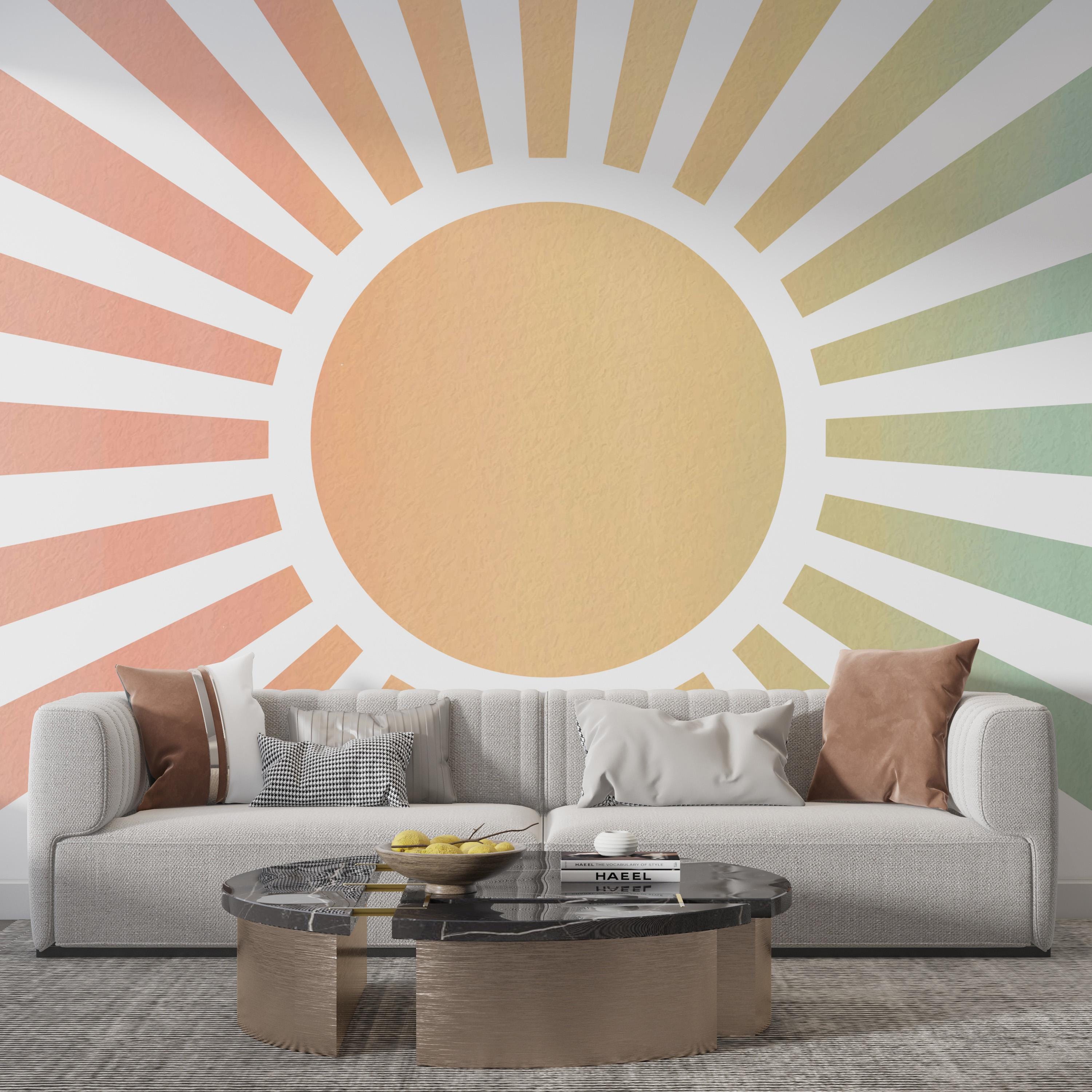 Retro Sunburst Pastel Boho Wallpaper - Etsy