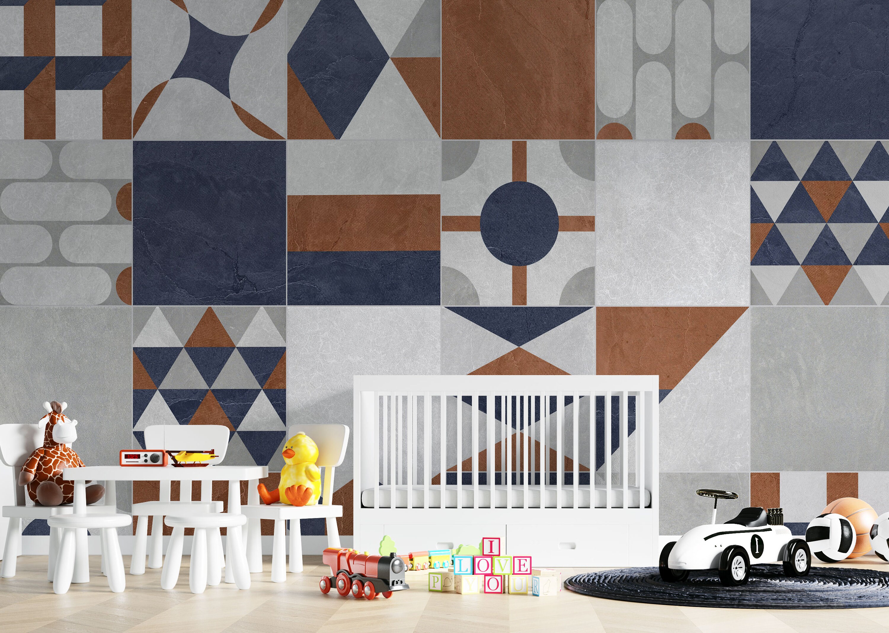 Tile Pattern Wallpaper Retro Wall Design Peel and Stick Mural - Etsy