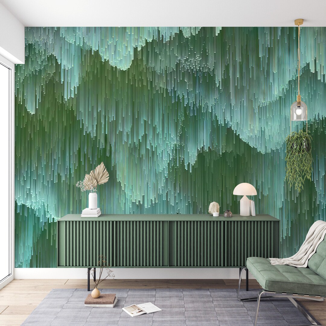 Modern Abstract Green Peel and Stick Wallpaper-c392 - Etsy