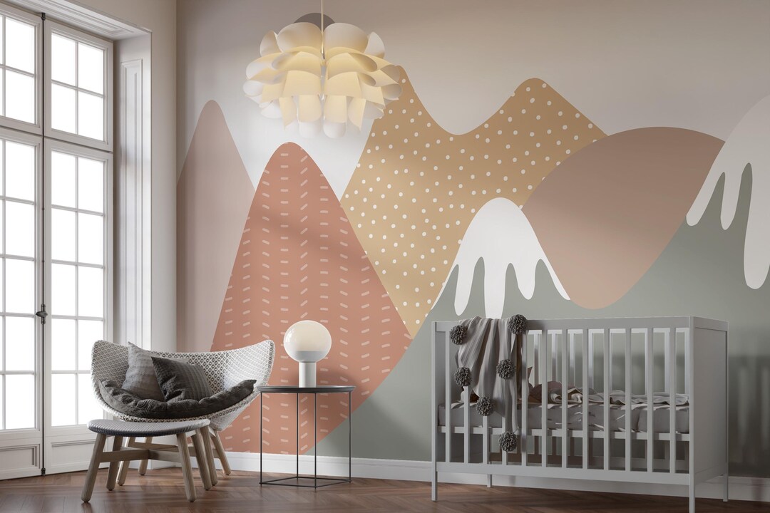 Abstract Mountain Mural Wallpaper: Colorful Peel & Stick Design - Etsy