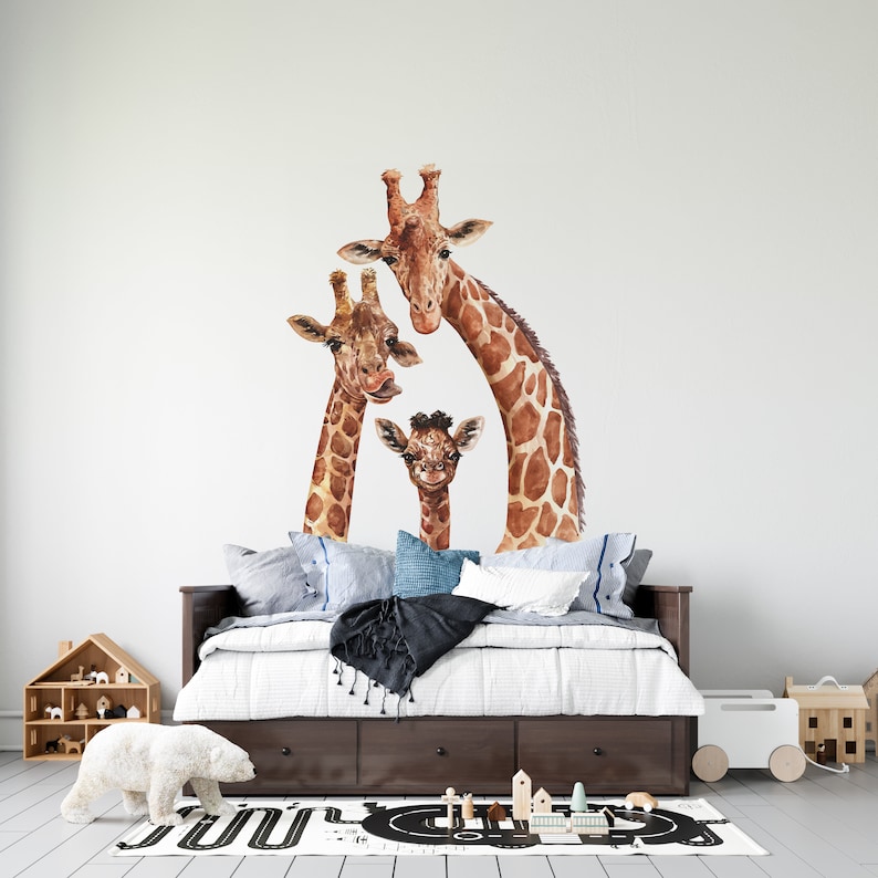 Nursery Giraffe Wall Decals Animals Wall Stickers Peel and - Etsy