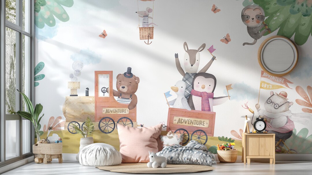 Whimsical Adventure Theme Kids Wallpaper Mural-c572 - Etsy