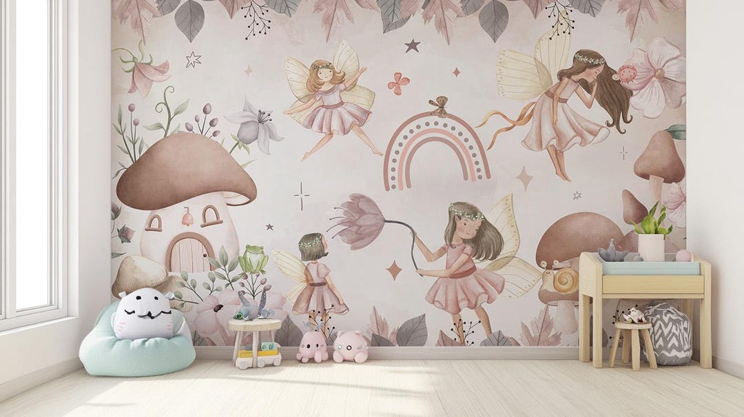 Pastel Enchanted Forest Wallpaper for Girls-b835 - Etsy