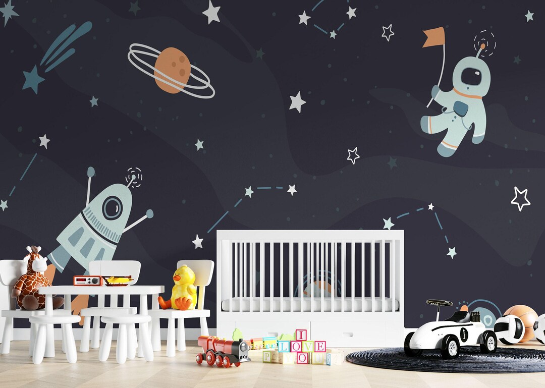 Astronaut Space Mural: Removable Peel and Stick Wallpaper - Etsy