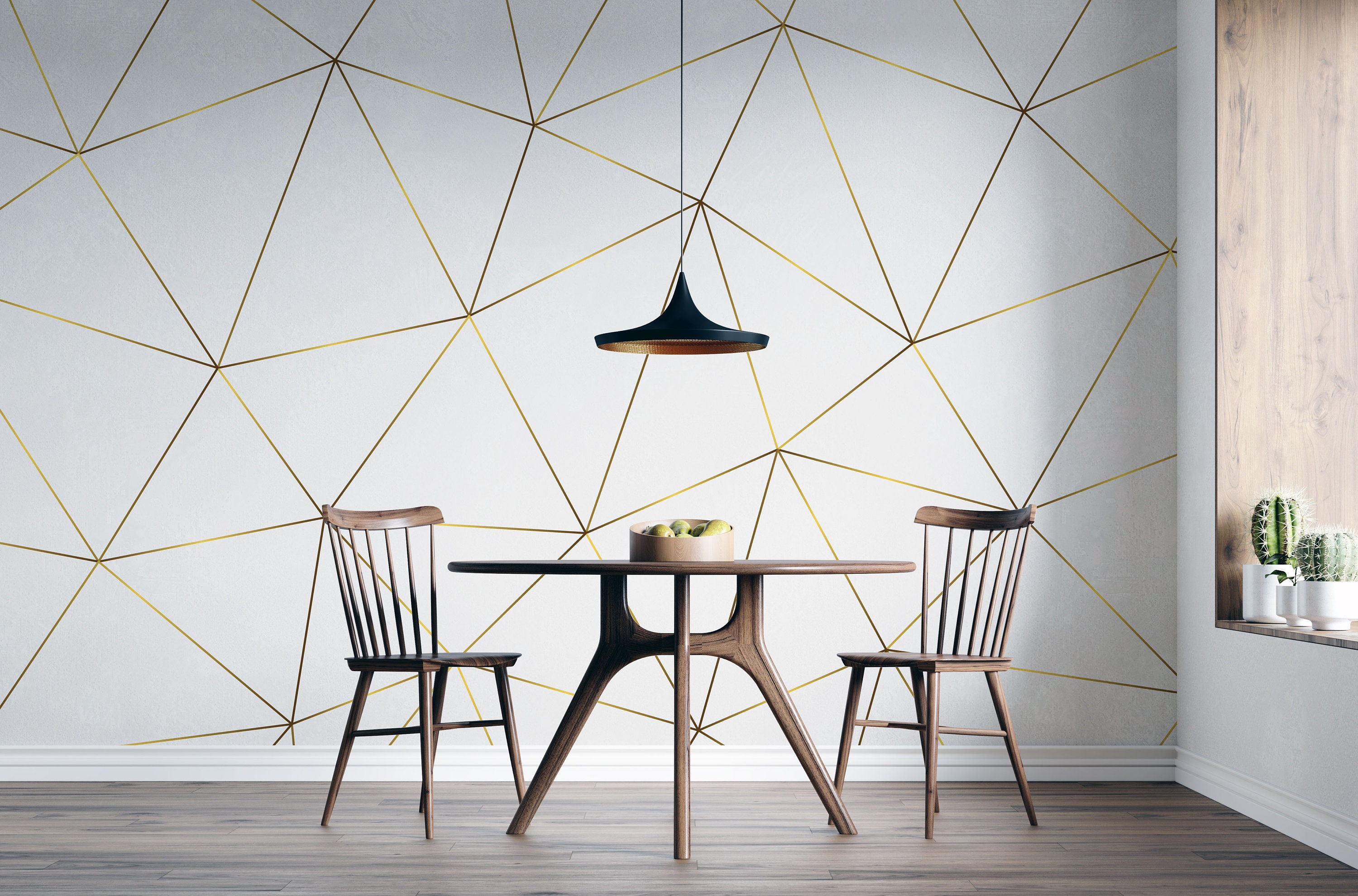 Gold Geometric Wallpaper Gold Strip Mural Peel and Stick | Etsy