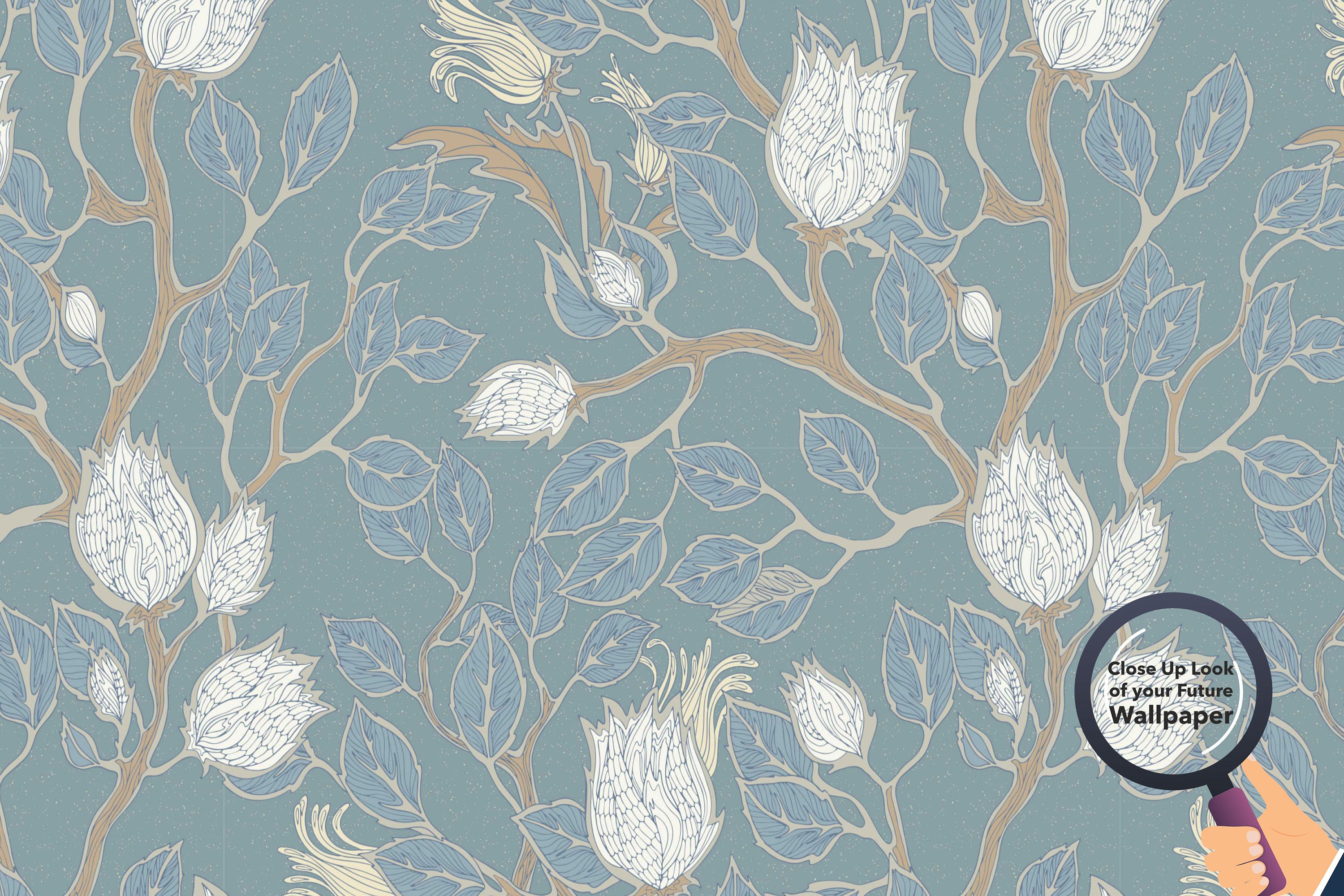 Pale Turquoise Floral Pattern Wallpaper Peel and Stick - Etsy