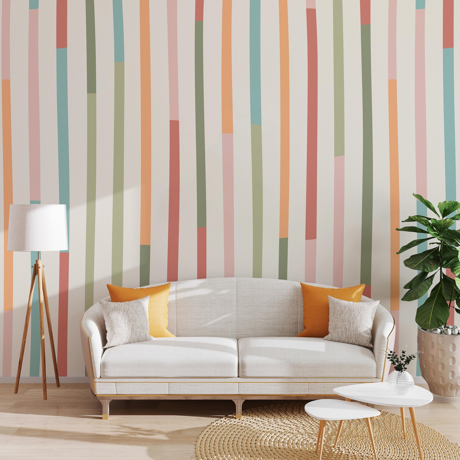 Playful Pastel Stripe Wallpaper for Nursery - Etsy
