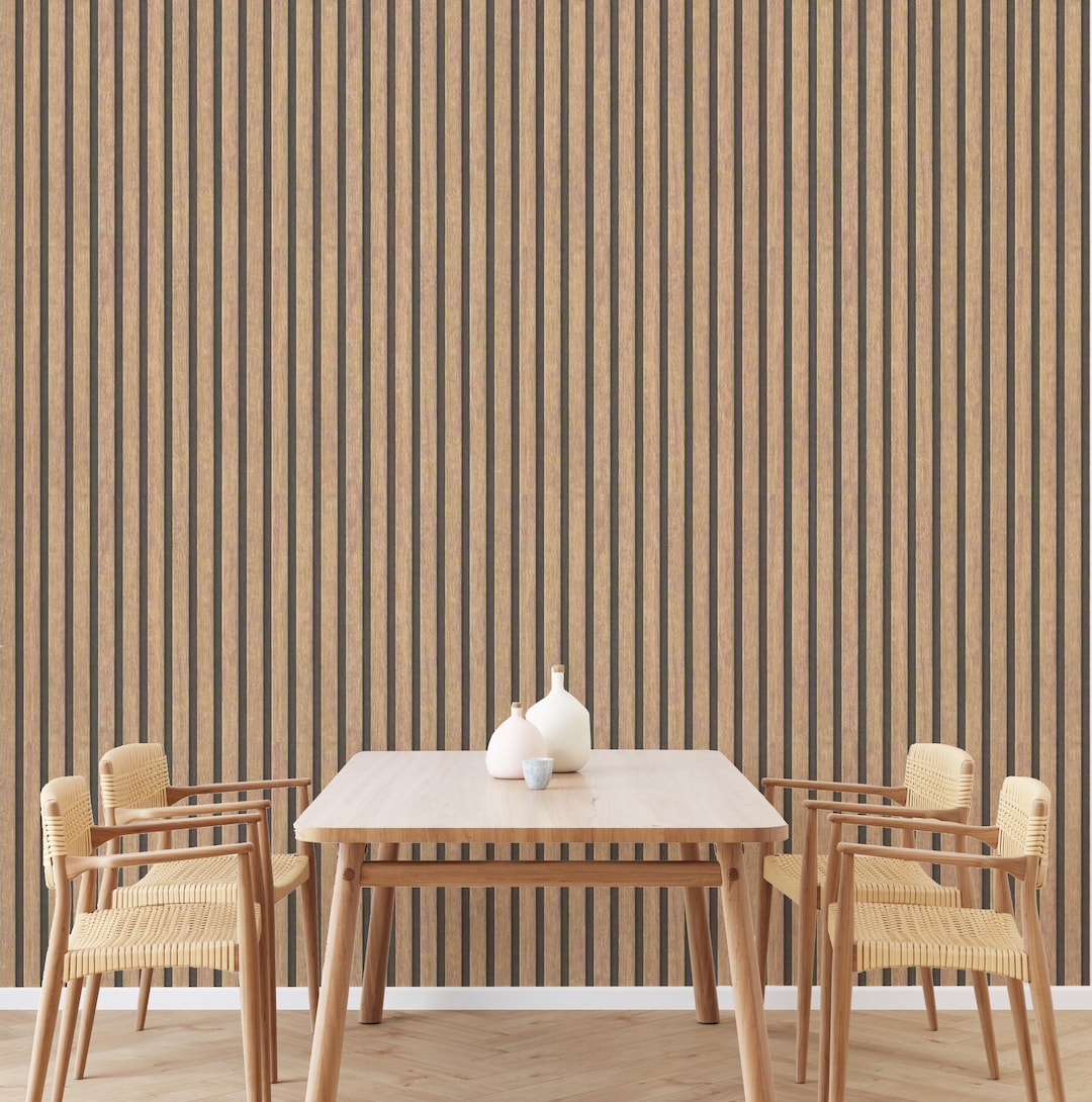 Modern Vertical Wood Panel Stripe Wallpaper - Etsy