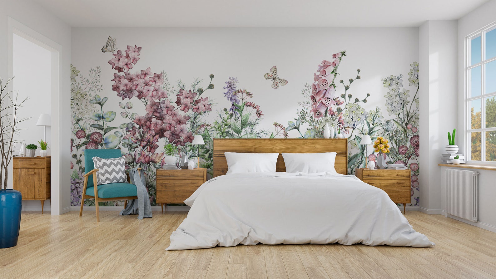 Floral Border Wallpaper | Herbs and Wild Flora Mural (peel & Stick or ...