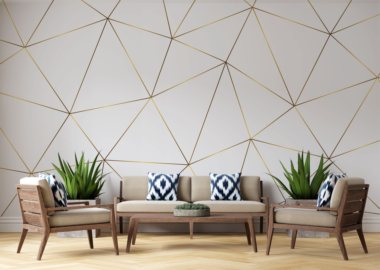 Gold Geometric Wallpaper Gold Strip Mural Peel and Stick - Etsy UK