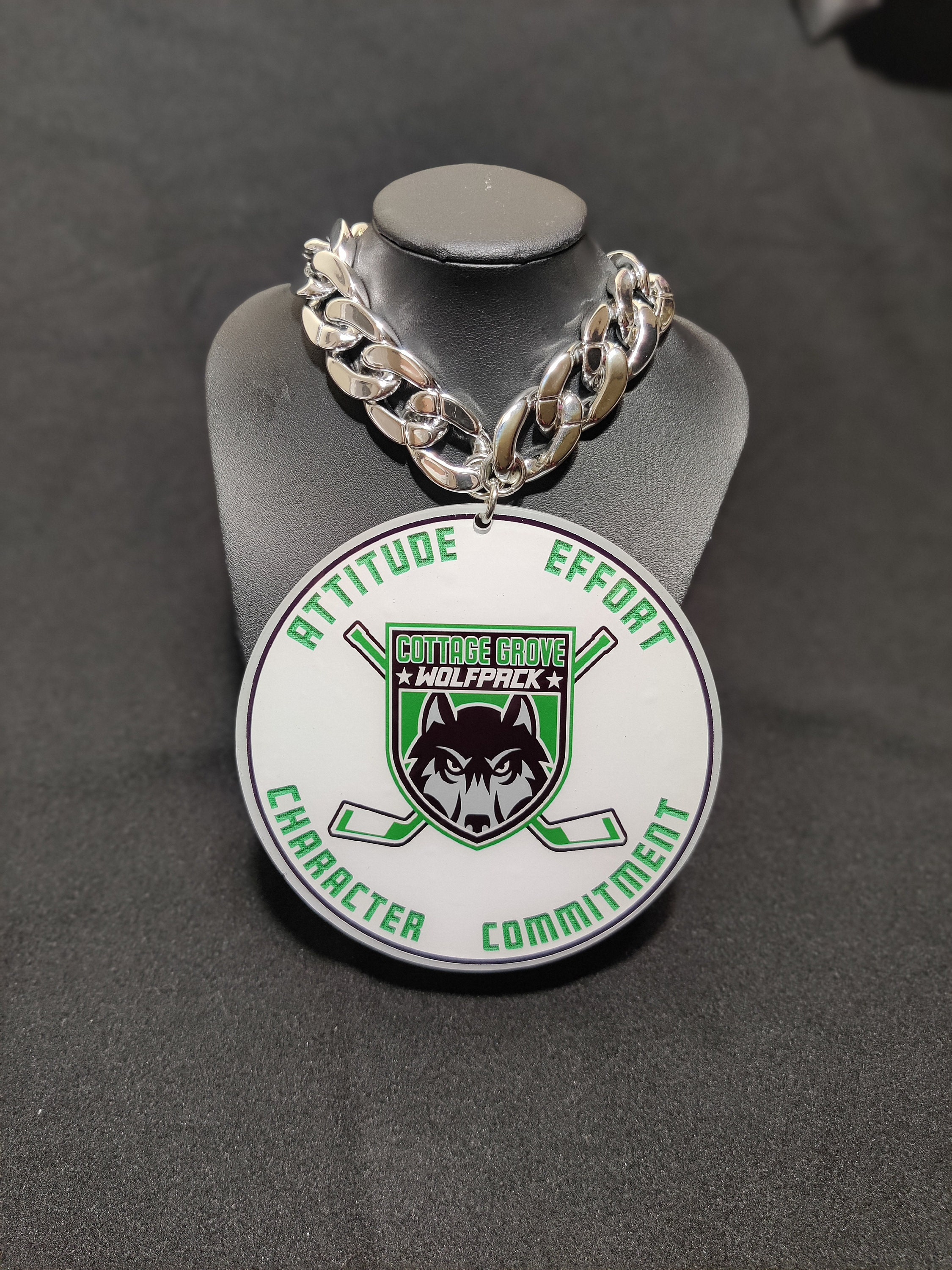 Customizable Trophy Medallion Charm With Chunky Gold Chain - Etsy