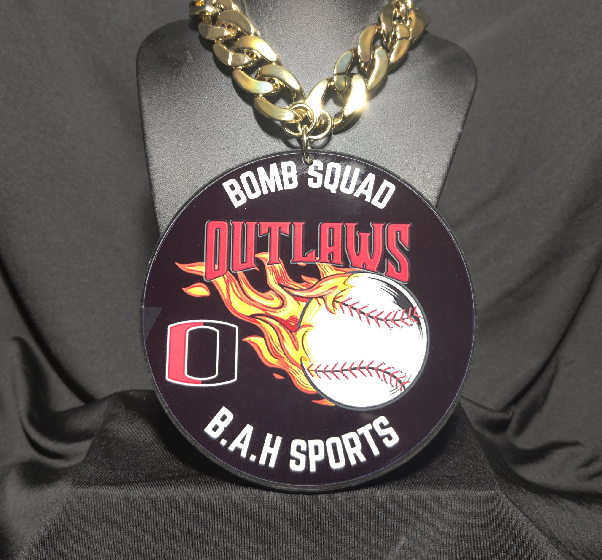 Customizable Trophy Medallion Charm With Chunky Gold Chain - Etsy