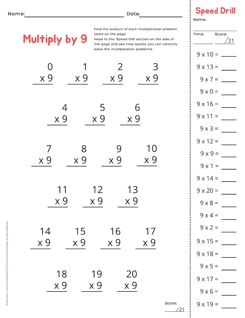 Multiplication Practice Worksheets Digital PDF Download Grade 3 Grade 4 ...
