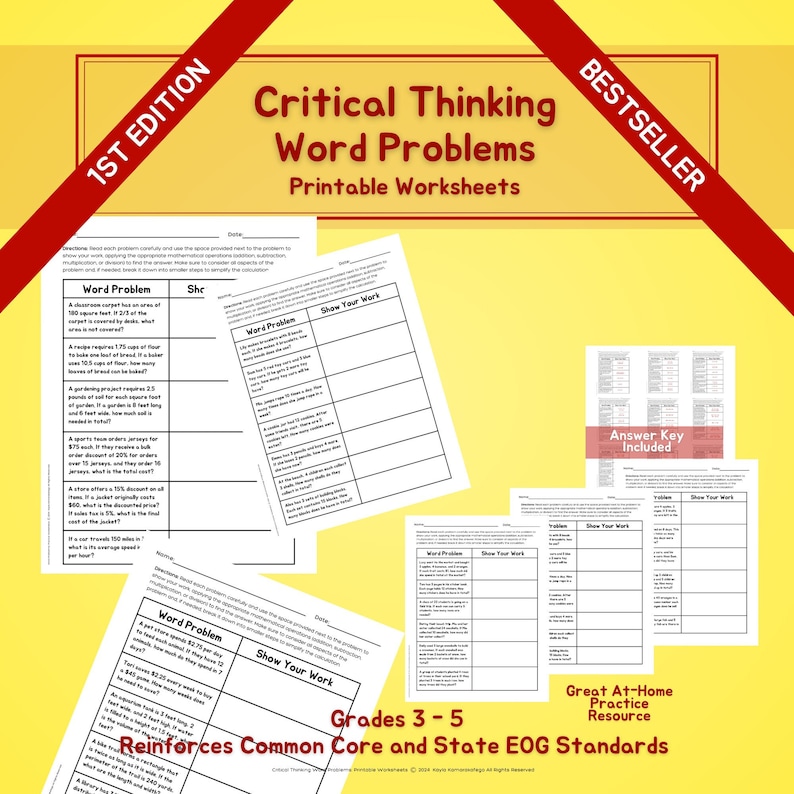 Grade 3 to Grade 5 Word Problems | Printable PDF Download | Common Core ...