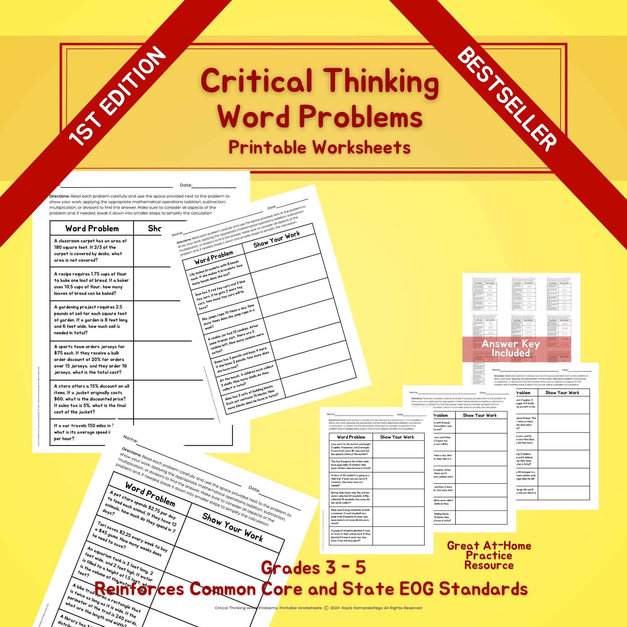 Grade 3 to Grade 5 Word Problems | Printable PDF Download | Common Core ...