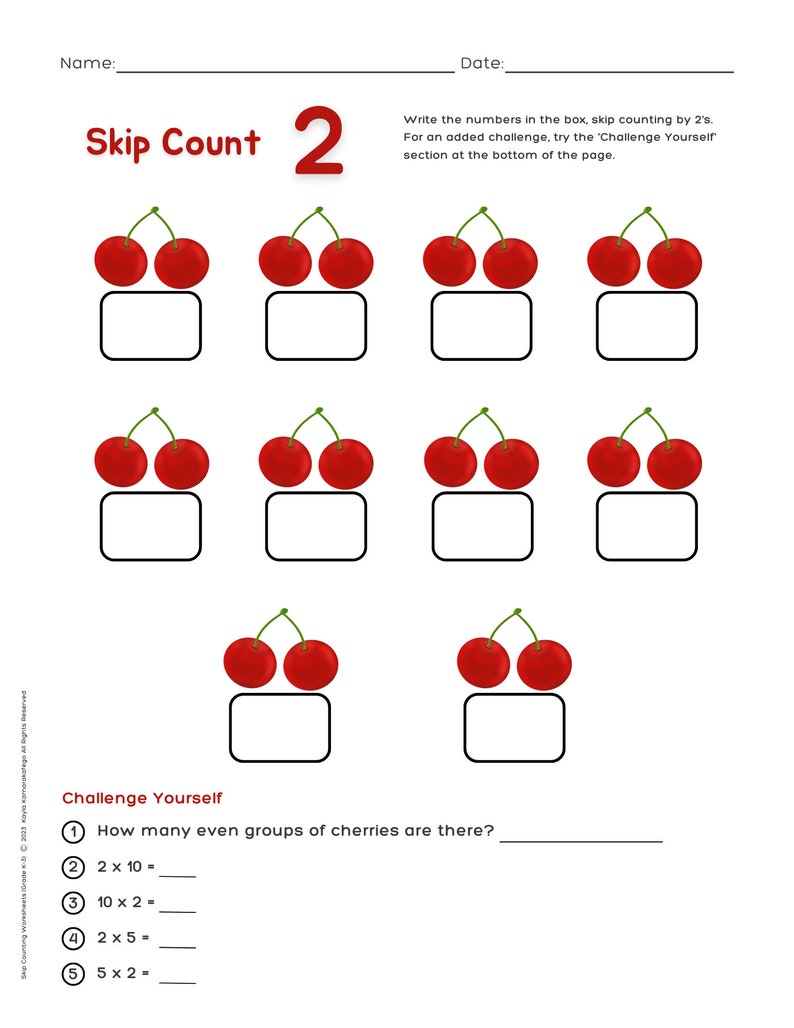 Skip Counting Math Worksheets | Digital PDF Download | Early Math ...