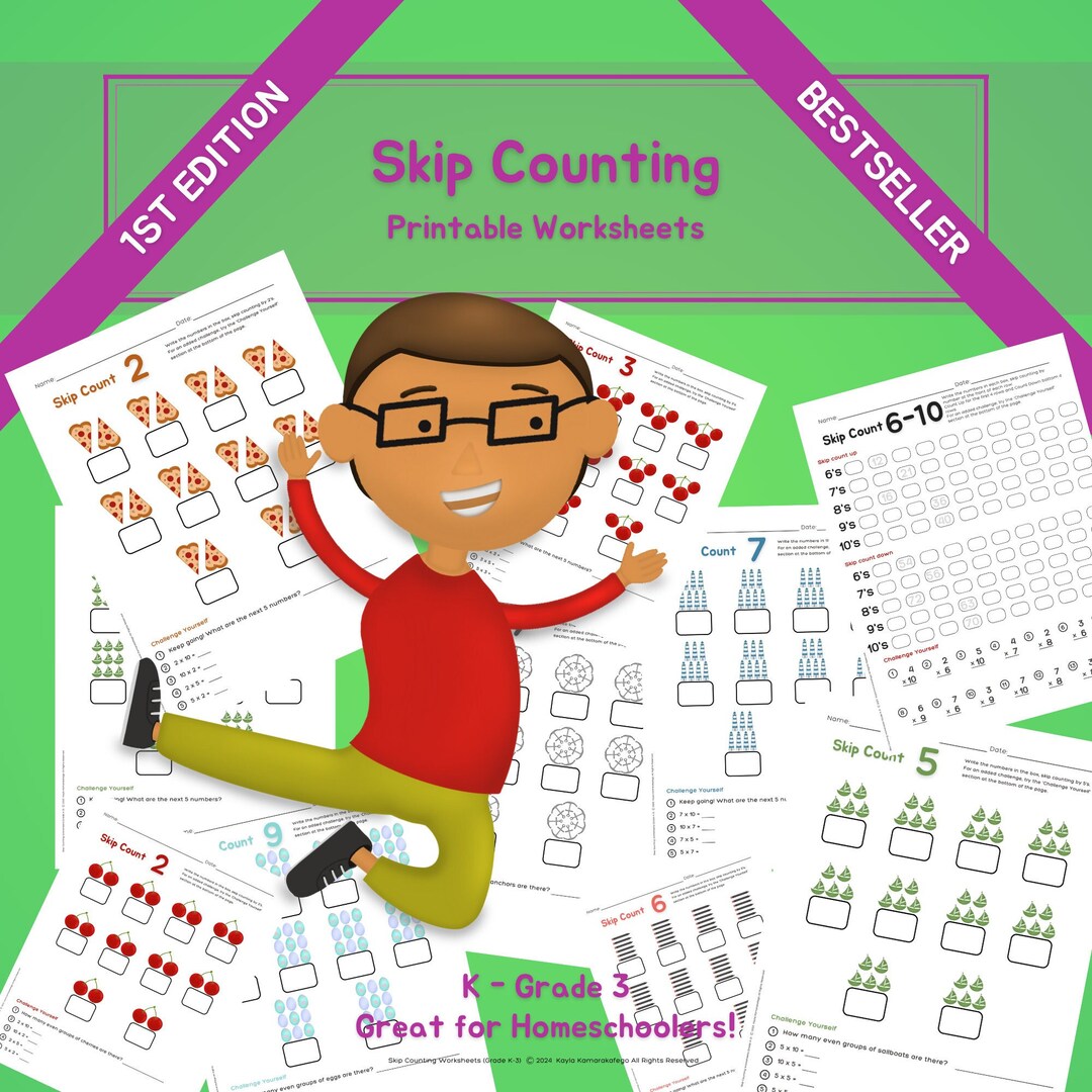 Skip Counting Math Worksheets Digital PDF Download Early Math Education ...
