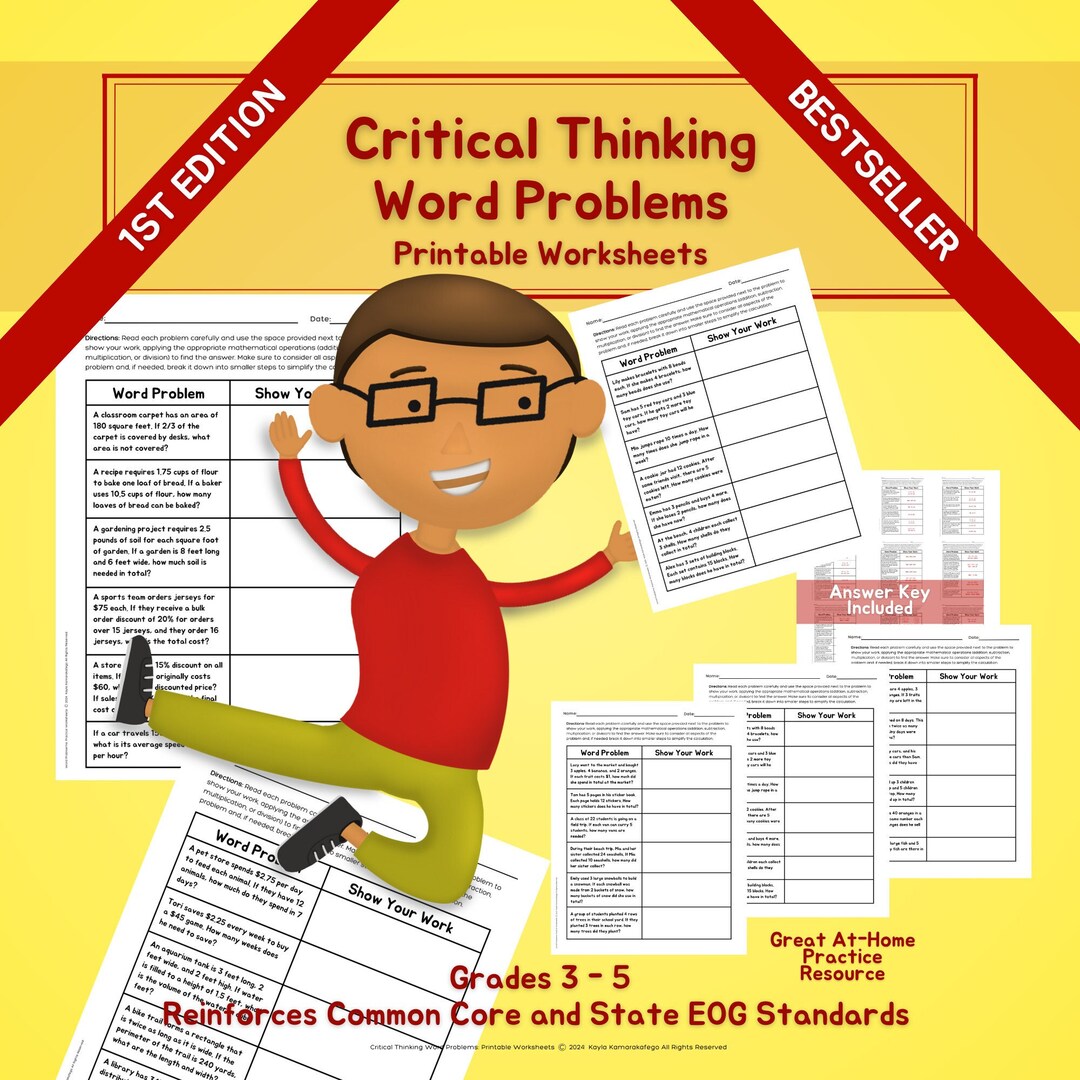 Critical Thinking Word Problems | Printable PDF Download | Common Core ...