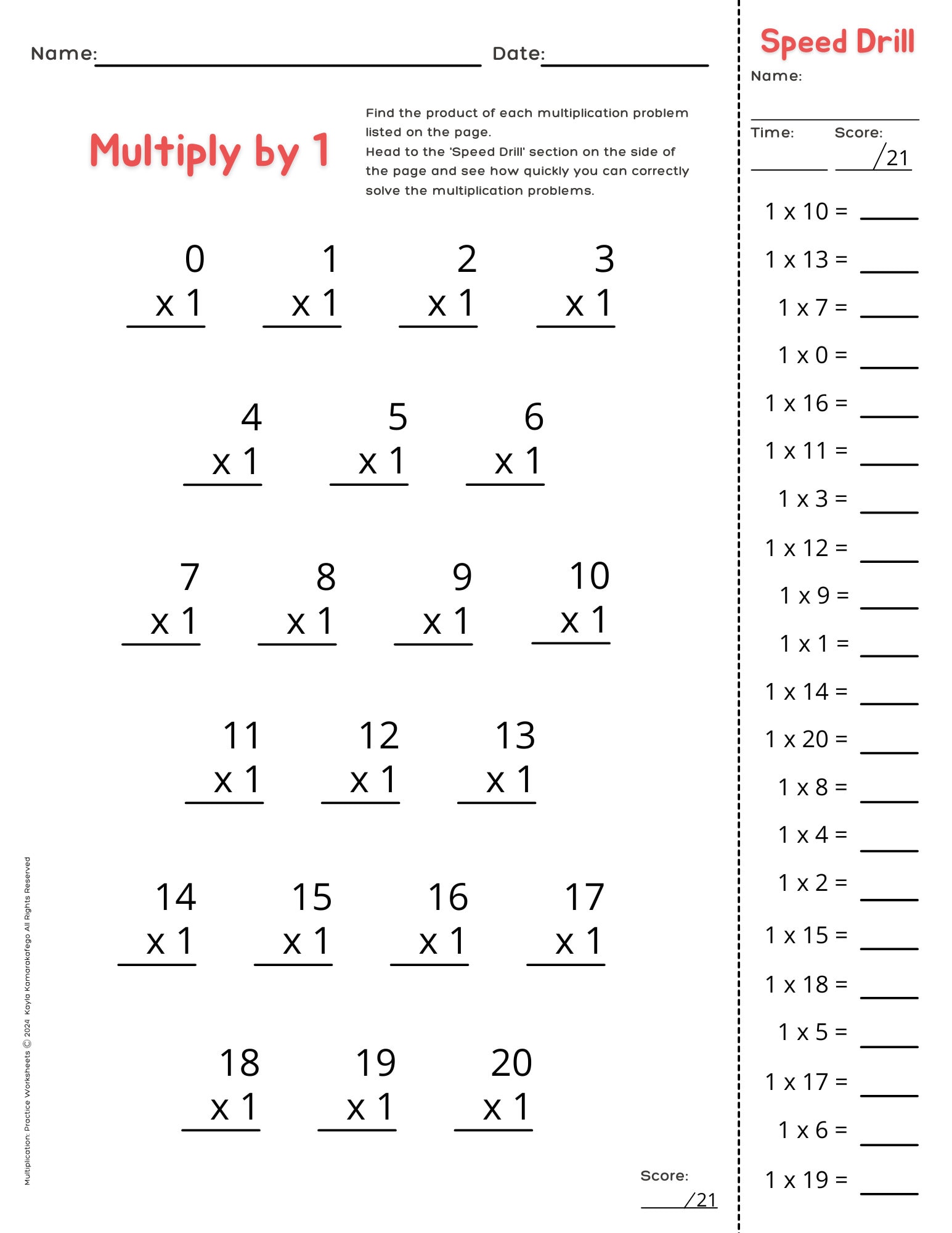 Multiplication Practice Worksheets Digital PDF Download Grade 3 Grade 4 ...