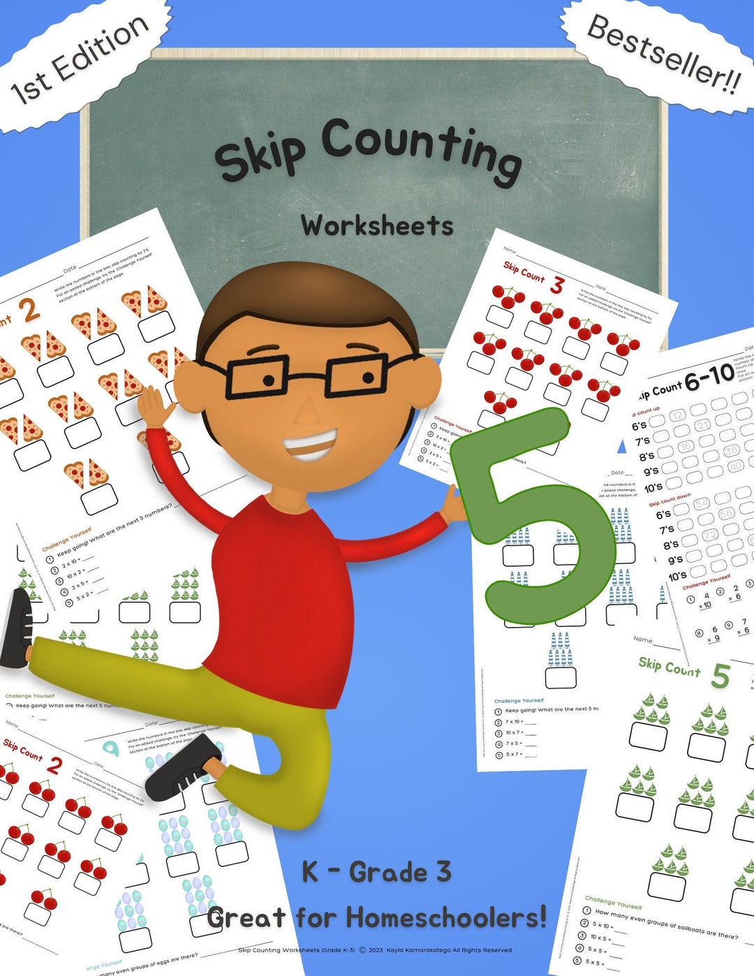 Skip Counting Math Worksheets Digital PDF Download Early - Etsy