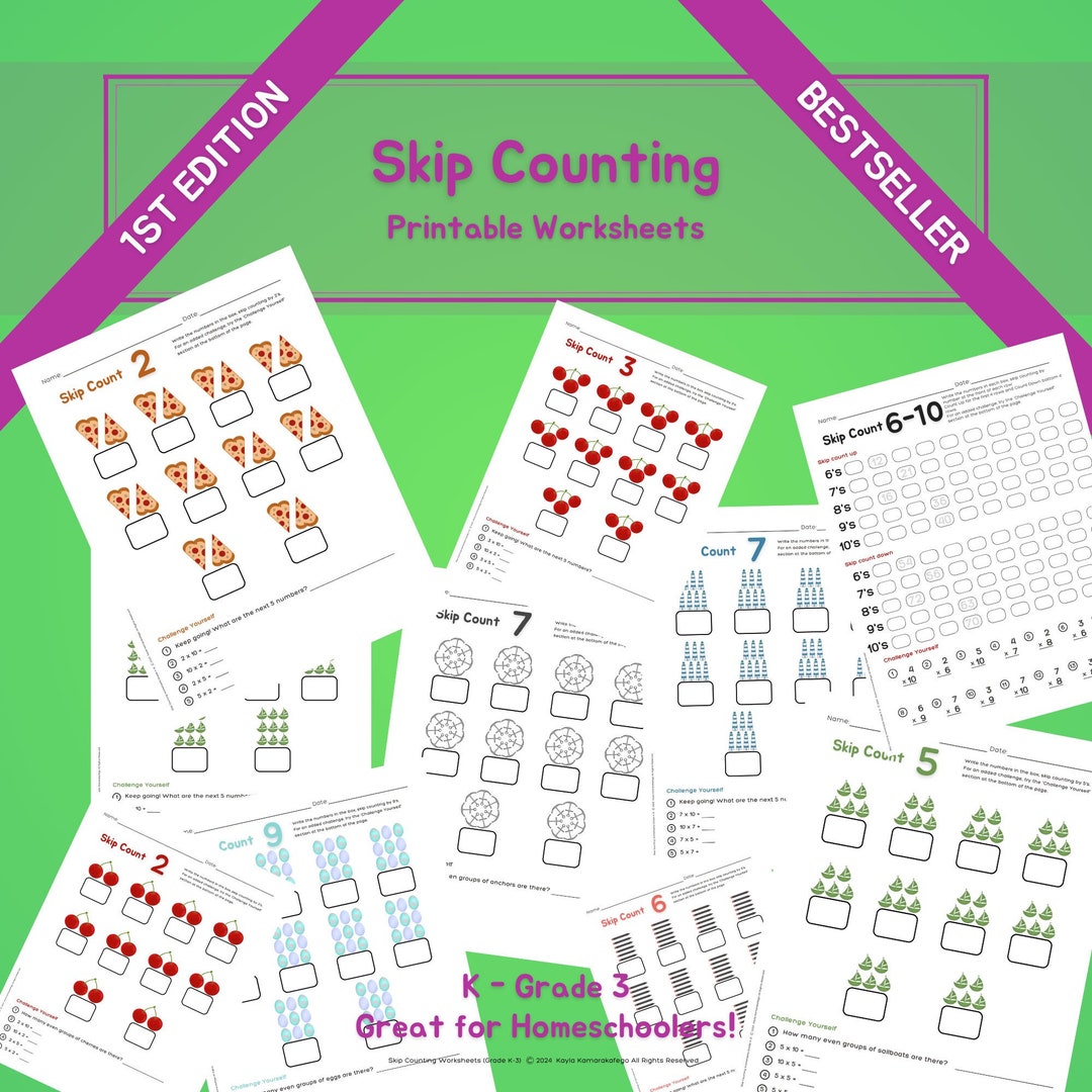 Skip Counting Math Worksheets | Digital PDF Download | Early Math ...