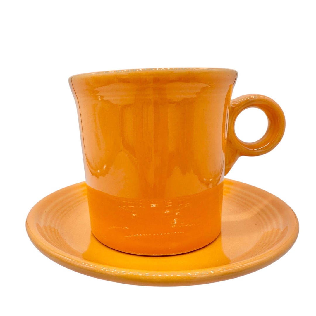 Fiesta Homer Laughlin Coffee Mug & Saucer Set in Tangerine Lead-free ...