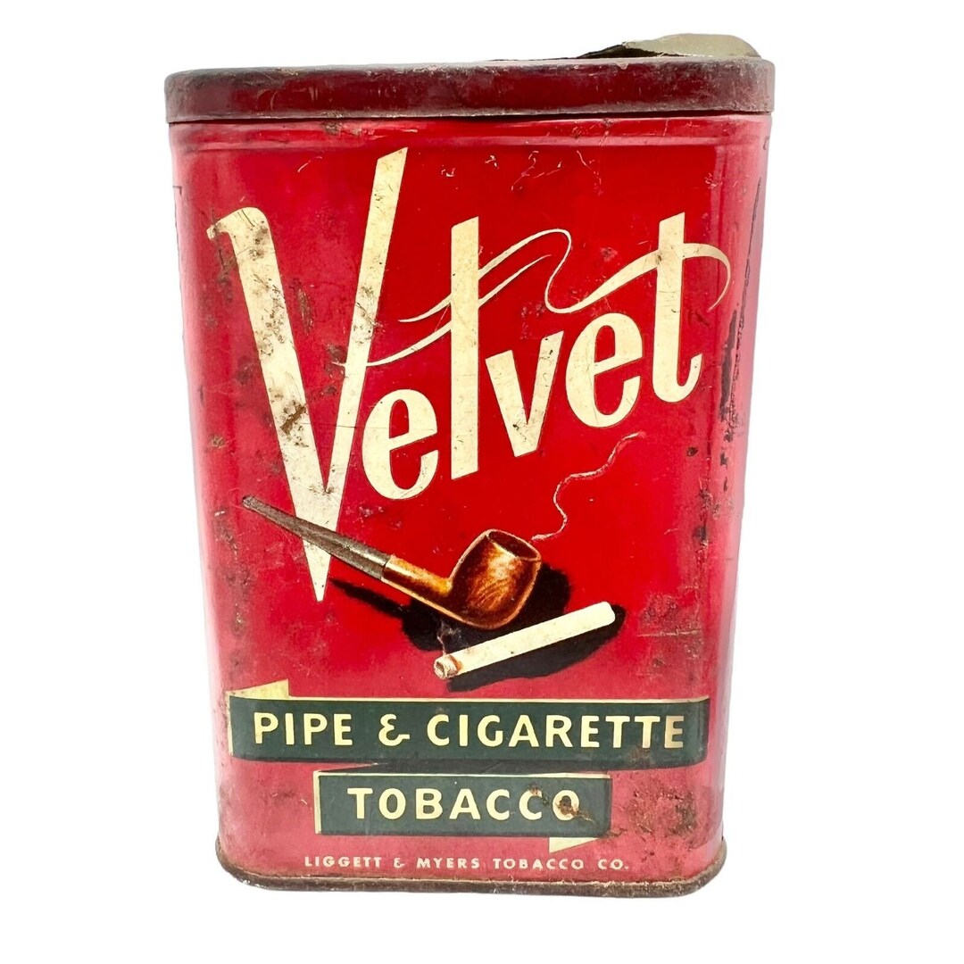 Vintage Velvet Pipe Cigarette Tobacco Empty Tin Liggett & Myers Tobacco ...