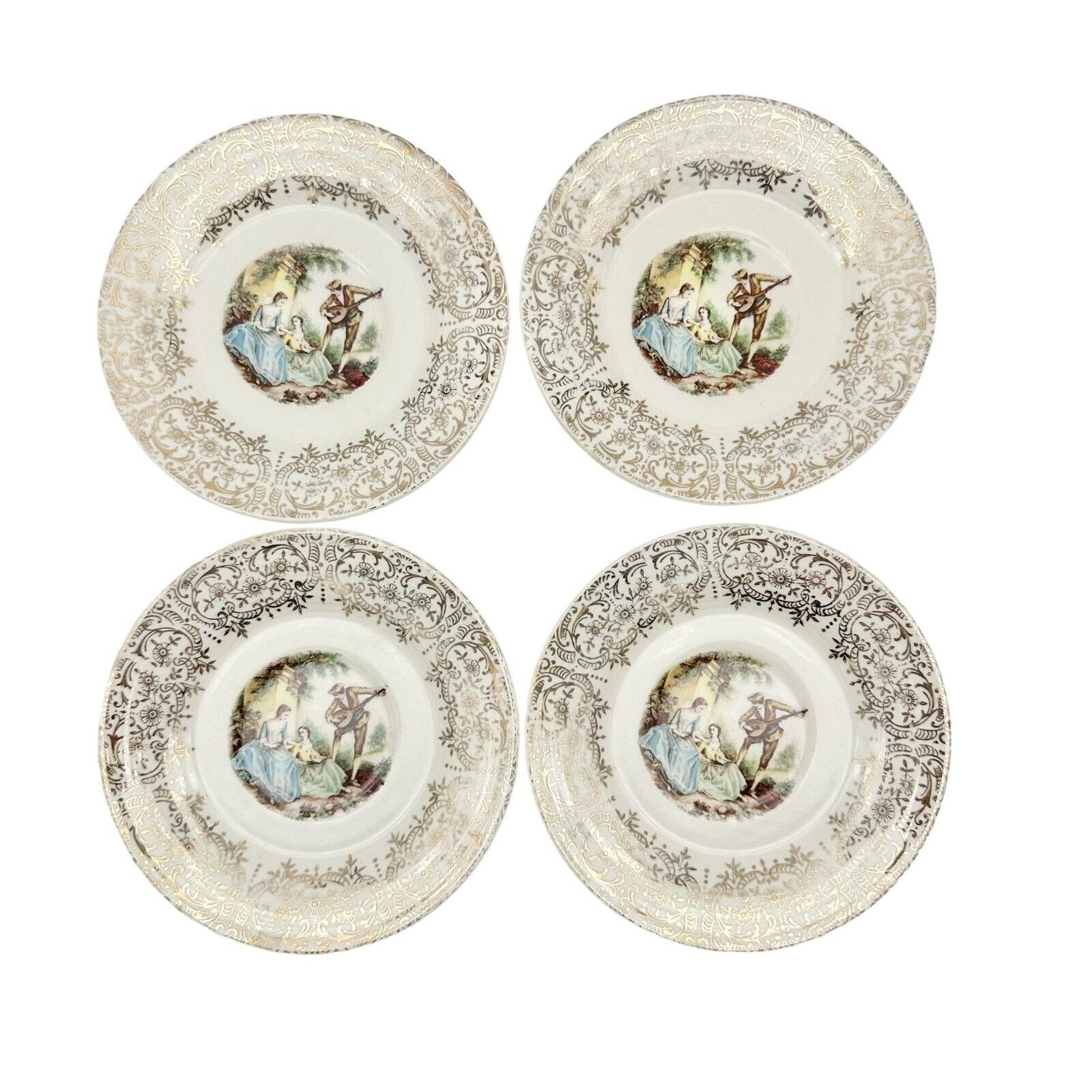 Triumph American Limoges China D'or Set 6 Bread Plates 22K Gold Fiddle ...