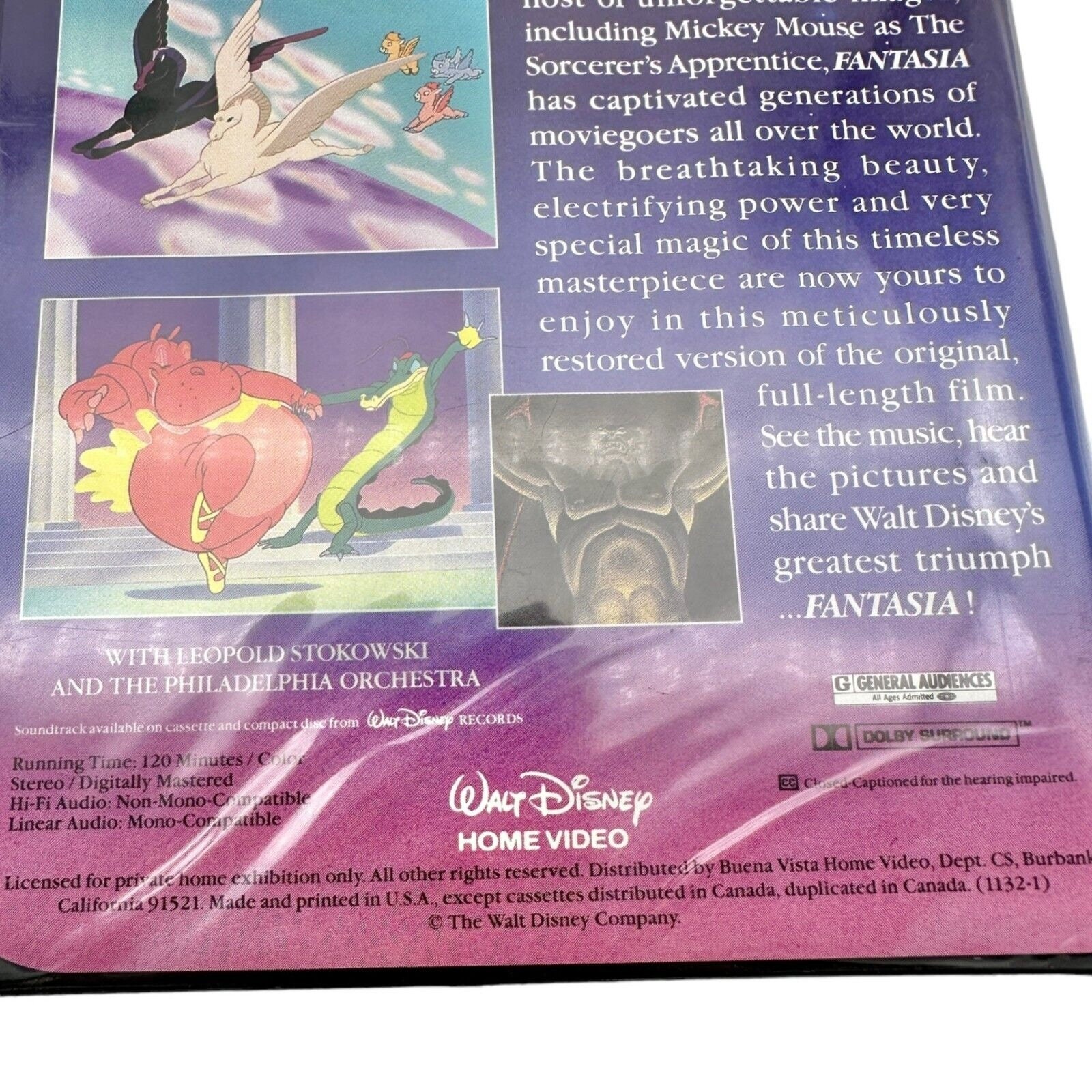 Walt Disney's Masterpiece Fantasia VHS Original Package Excellent ...