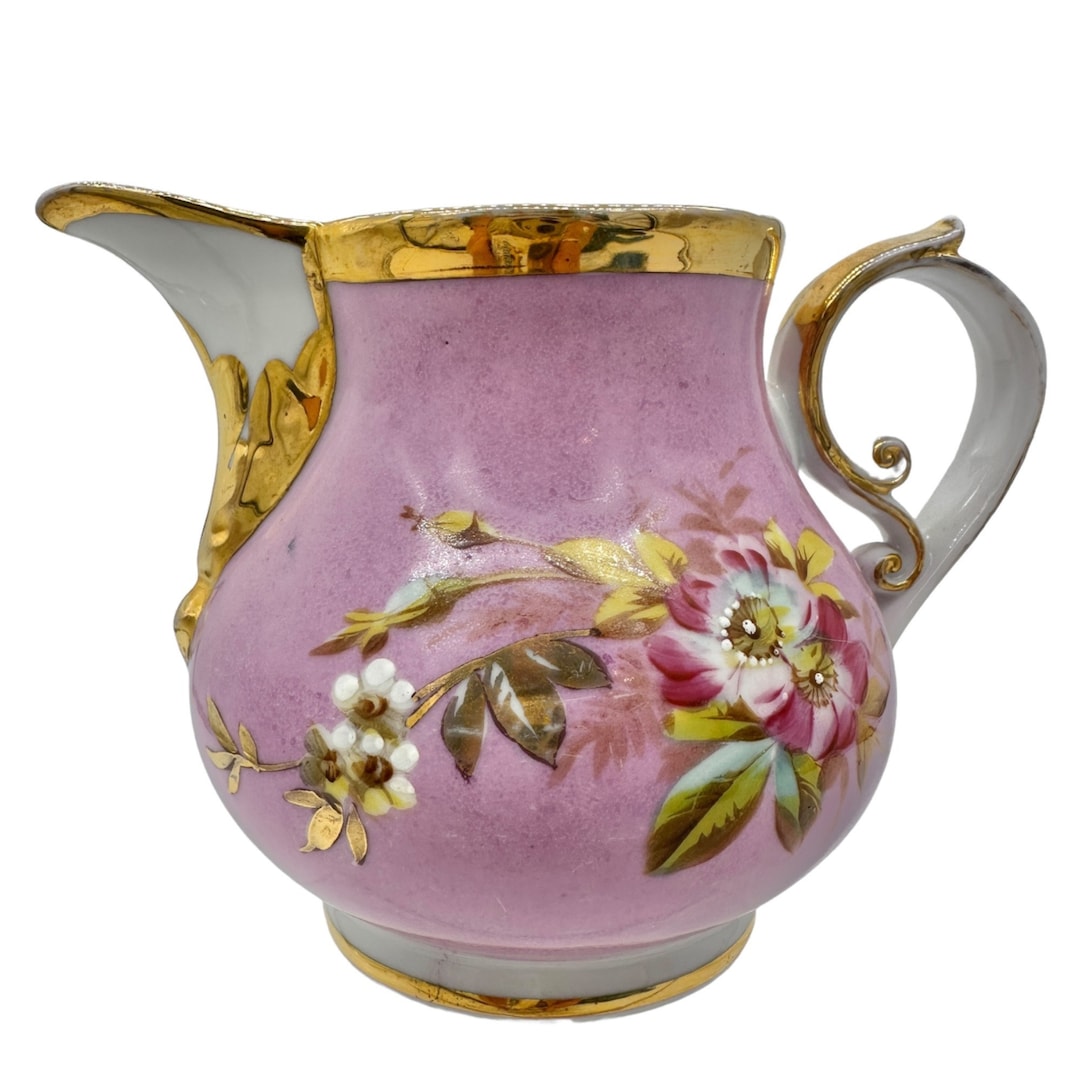 Vintage Creamer 6 X 4 Pink With Flowers Gold Trim - Etsy